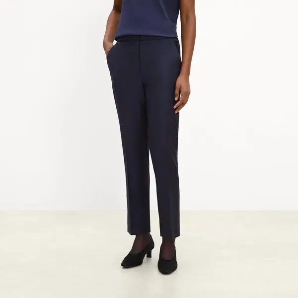 Theory Cropped Wool Flannel Pants - Navy