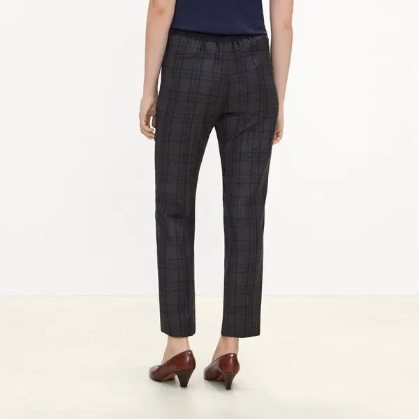 Theory Marcee Cropped Pull-on Pant In Plaid Sleek Flannel