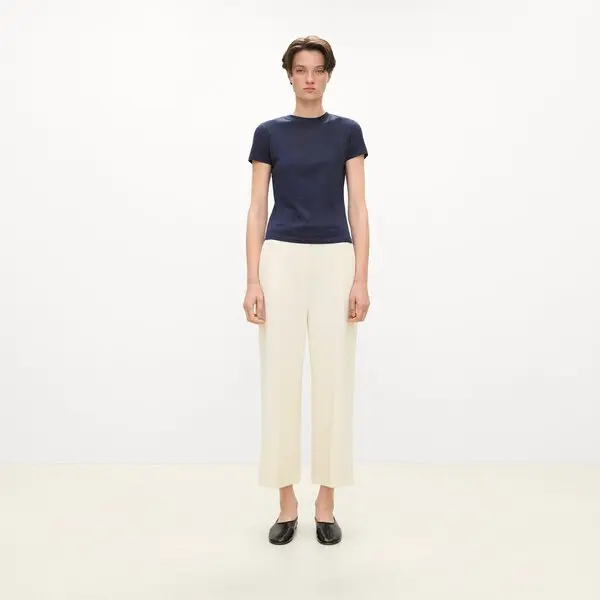 Theory Classic Straight Pull-on Pant In Admiral Crepe - Rice