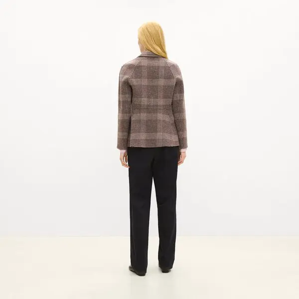 Theory Peplum Double-breasted Blazer In Plaid Wool-cashmere