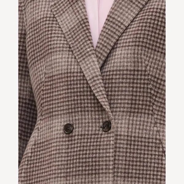Theory Peplum Double-breasted Blazer In Plaid Wool-cashmere
