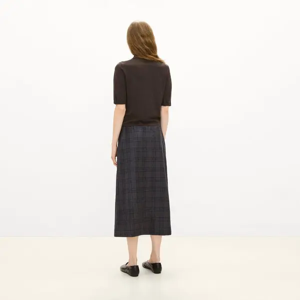 Theory Vented Maxi Skirt In Plaid Sleek Flannel
