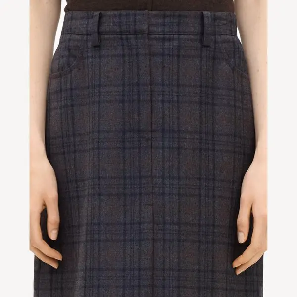 Theory Vented Maxi Skirt In Plaid Sleek Flannel