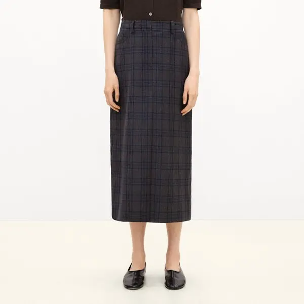 Theory Vented Maxi Skirt In Plaid Sleek Flannel