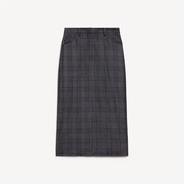 Theory Vented Maxi Skirt In Plaid Sleek Flannel