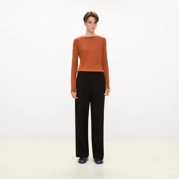 Theory Relaxed Straight Pant In Double-knit Jersey - Black