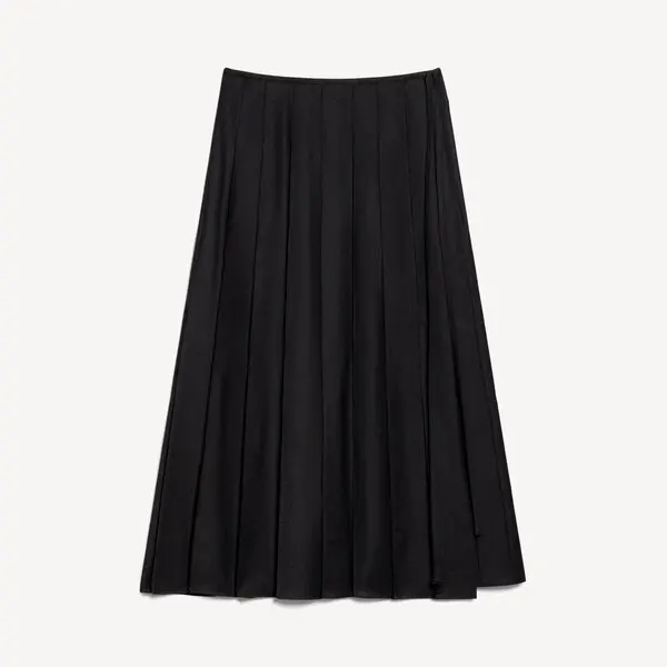 Theory Pleated Wrap Skirt In Drape Flannel - Black