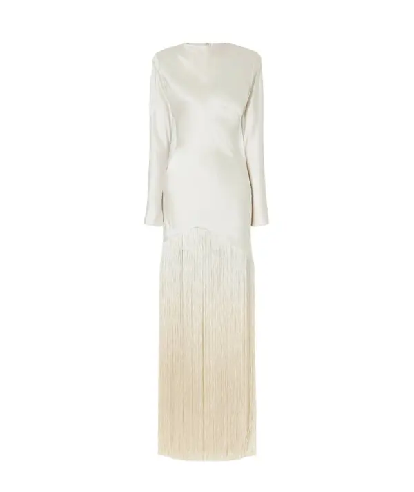 ILKYAZ OZEL Vesper Fringed Satin Gown