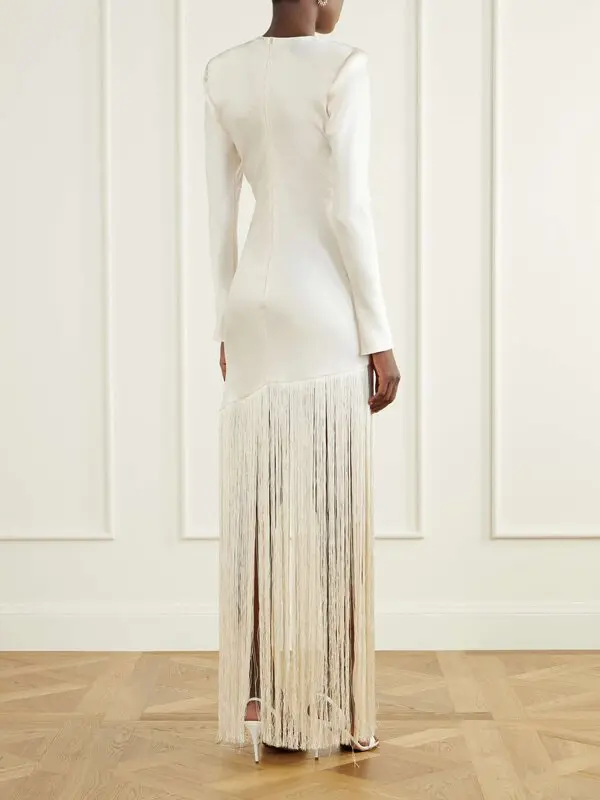 ILKYAZ OZEL Vesper Fringed Satin Gown