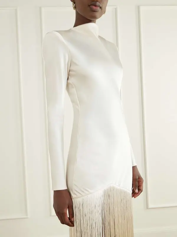 ILKYAZ OZEL Vesper Fringed Satin Gown