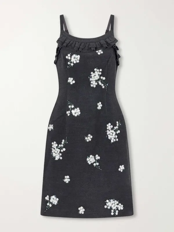 SHUSHU/TONG Sequin-embellished Ruffled Wool-blend Midi Dress - Multi