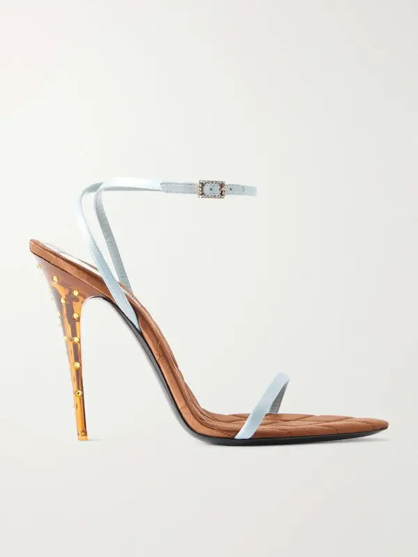 Saint Laurent Ivresse 110 Crystal-embellished Satin Sandals - Multi