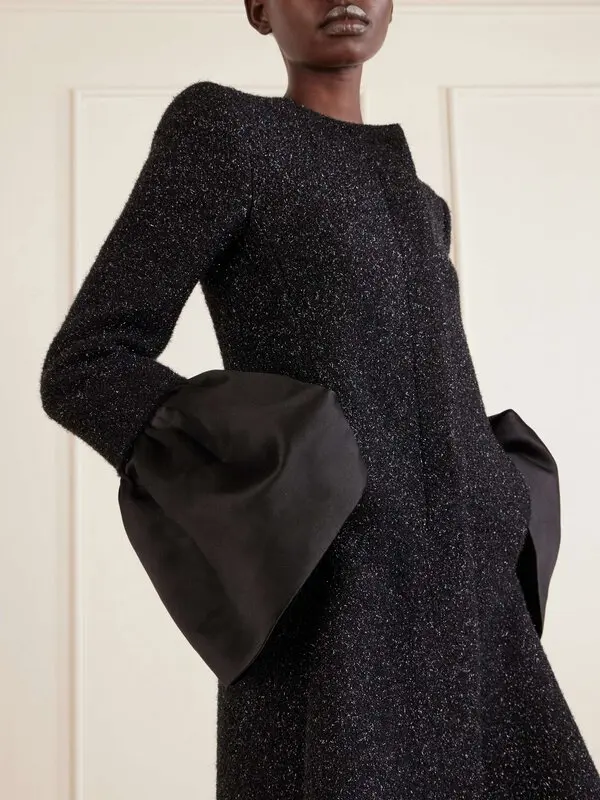 Alexander McQueen Asymmetric Satin-trimmed Metallic Long Coat