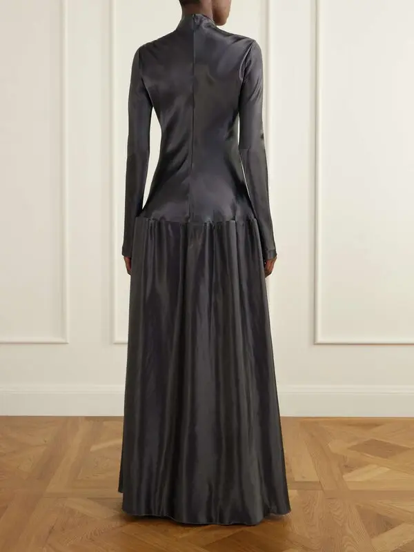 FFORME Mila Textured-satin Turtleneck Maxi Dress