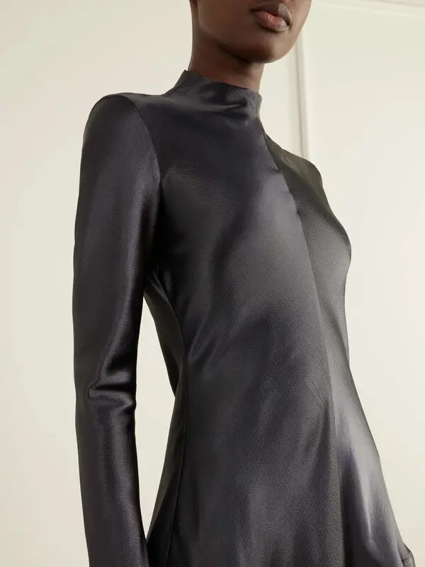 FFORME Mila Textured-satin Turtleneck Maxi Dress