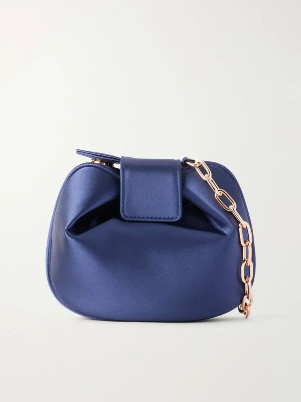 Gabriela Hearst Soft Demi Satin Clutch - Navy