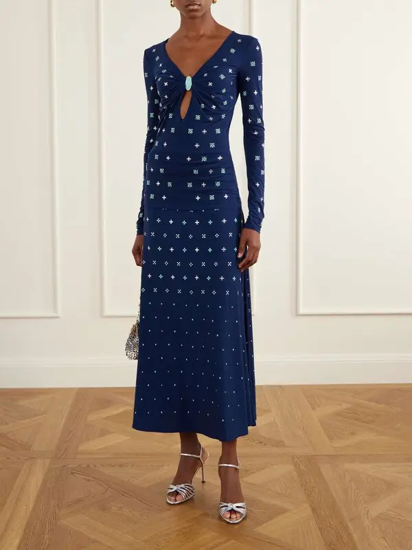 Rabanne Cut-out Embellished Stretch-jersey Top