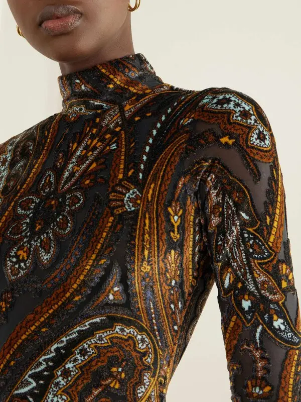 Etro Printed Stretch-velvet Knee-length Dress