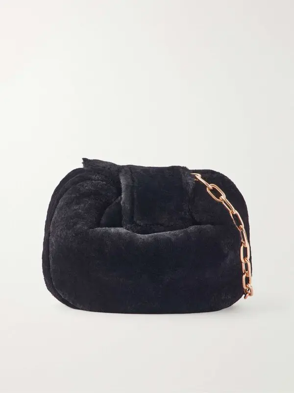 Gabriela Hearst Soft Demi Shearling Clutch - Black