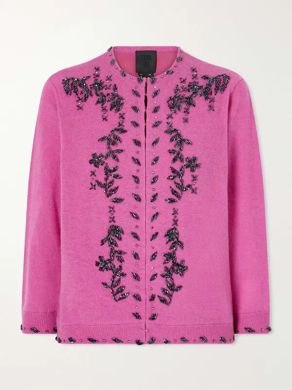 Anna Sui Sequin-embellished Wool-blend Cardigan