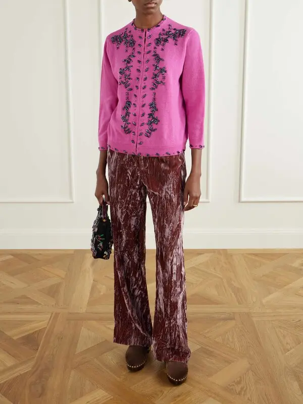 Anna Sui Sequin-embellished Wool-blend Cardigan