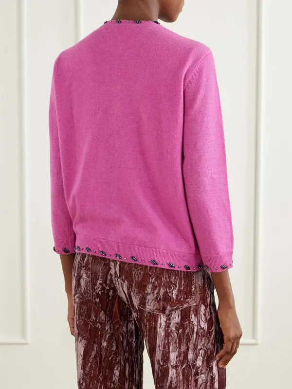 Anna Sui Sequin-embellished Wool-blend Cardigan