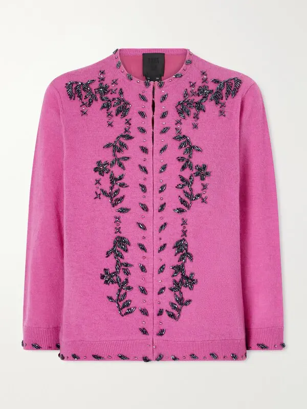 Anna Sui Sequin-embellished Wool-blend Cardigan