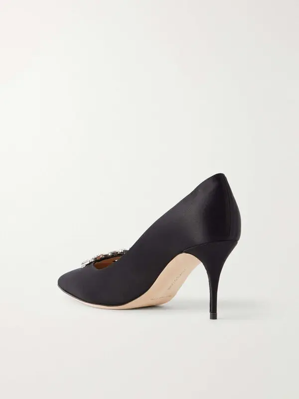Manolo Blahnik Nadira 70 Crystal-embellished Satin Pumps