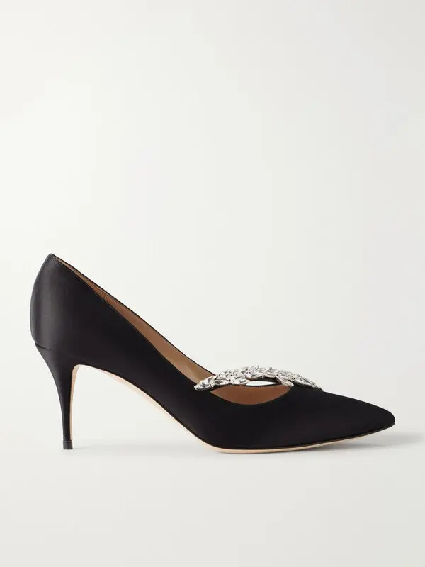 Manolo Blahnik Nadira 70 Crystal-embellished Pumps - Black