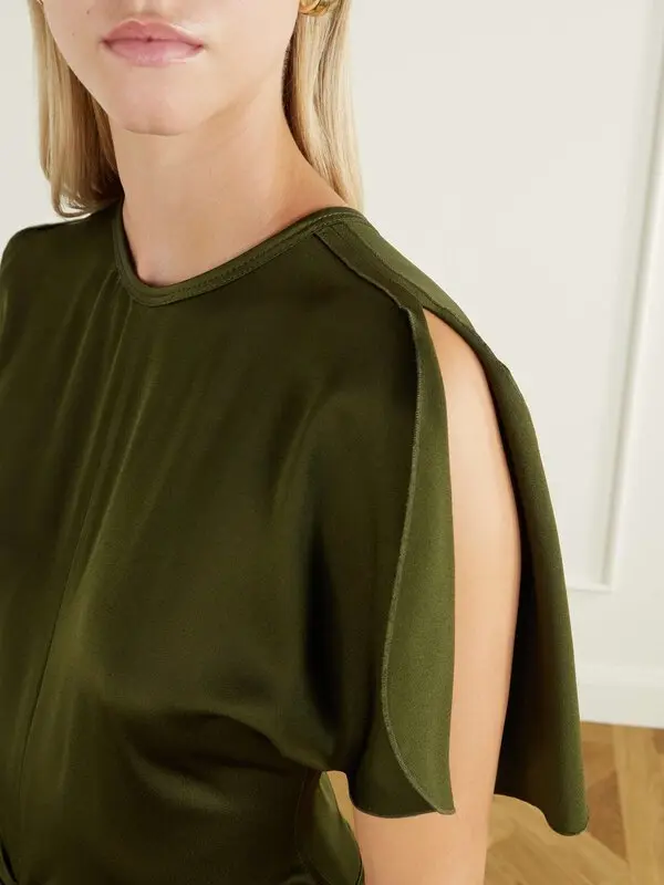 Victoria Beckham Isabella Gathered Crepe-satin Gown - Army Green