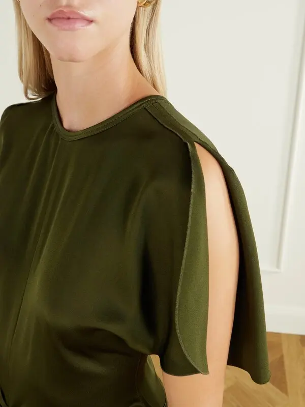 Victoria Beckham Isabella Gathered Crepe-satin Gown - Green