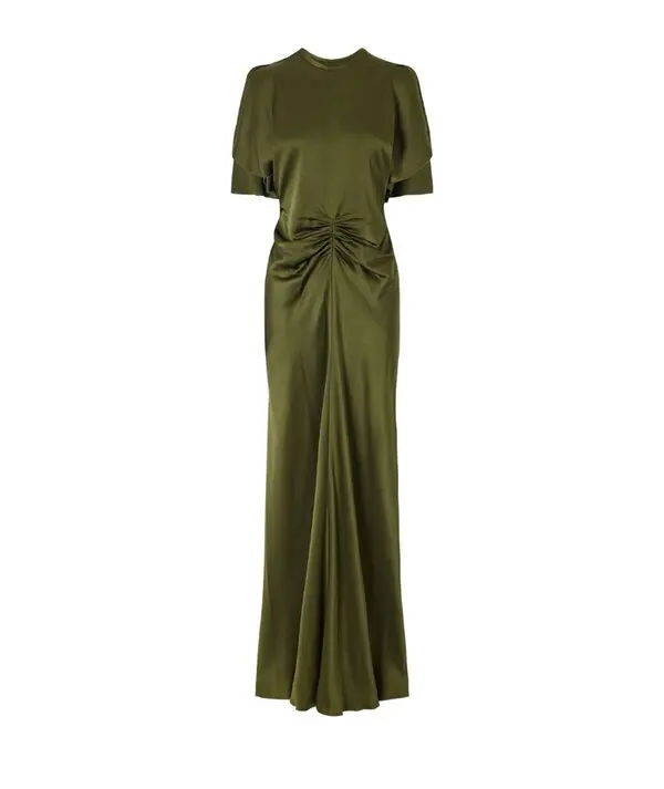 Victoria Beckham Isabella Gathered Crepe-satin Gown - Green
