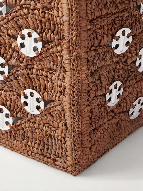 Rabanne Embellished Sac A Main Raffia Tote Bag