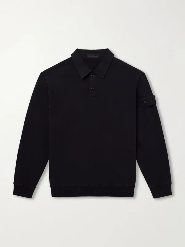 Stone Island Ghost Cotton-jersey Polo Shirt - Black