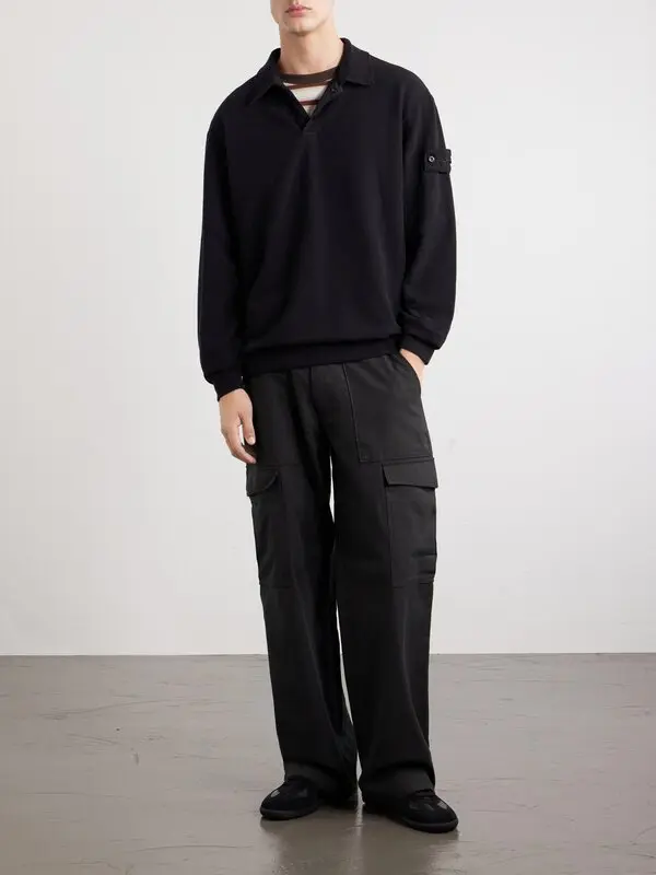 Stone Island Ghost Cotton-jersey Polo Shirt - Black