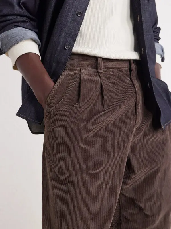 Rag & Bone Wide-leg Pleated Cotton-blend Corduroy Trousers