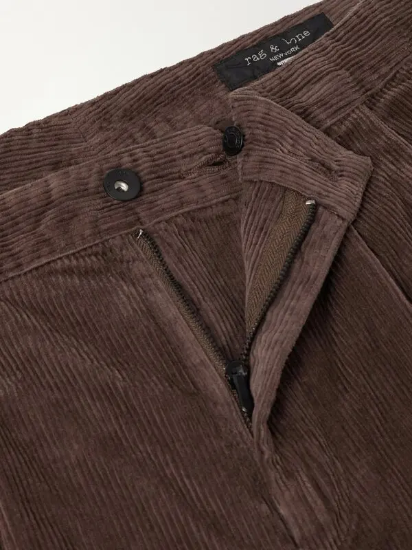 Rag & Bone Wide-leg Pleated Cotton-blend Corduroy Trousers