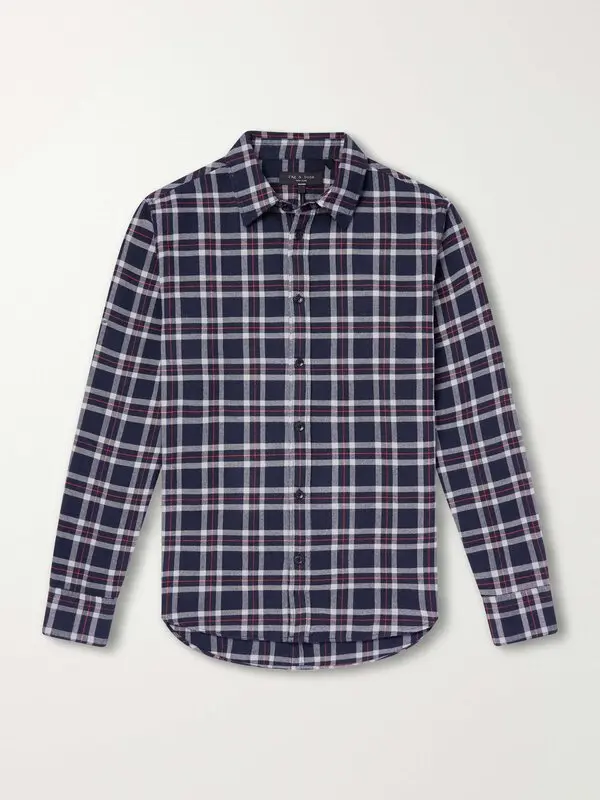 Rag & Bone Tomlin Checked Cotton-flannel Shirt - Navy