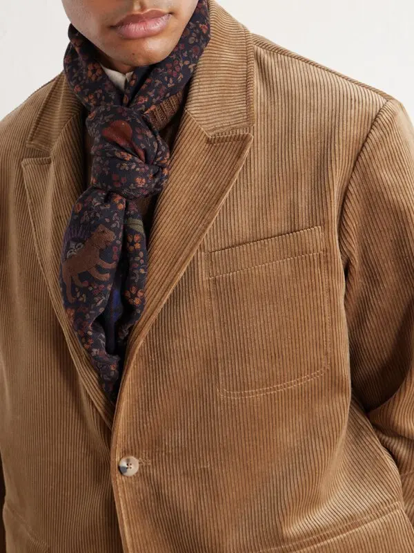 De Bonne Facture Printed Wool-twill Scarf
