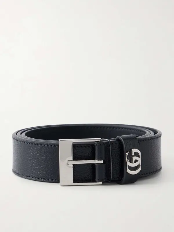 Gucci 3cm Gg-embellished Leather Belt - Black