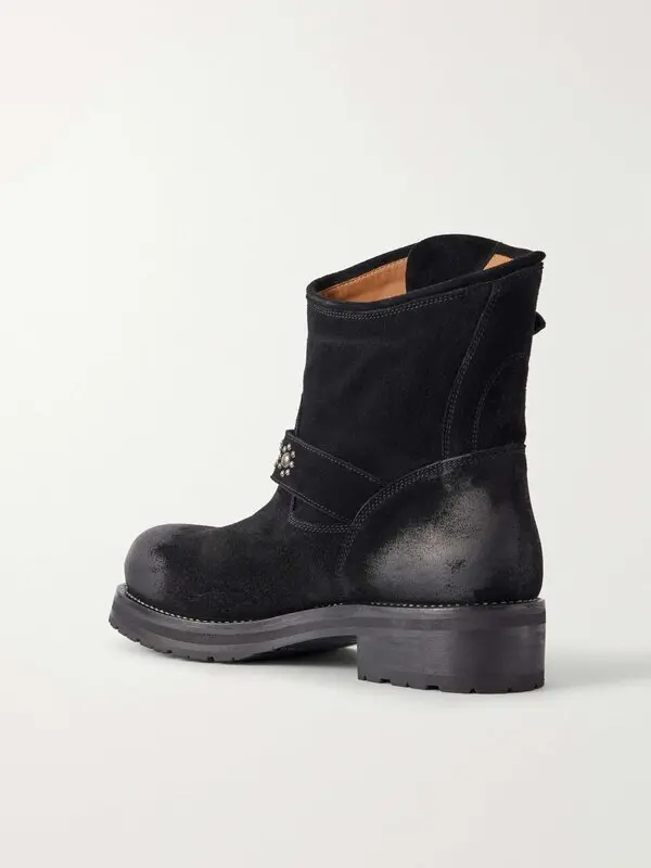 SECOND / LAYER 8" Rider Studded Suede Biker Boots