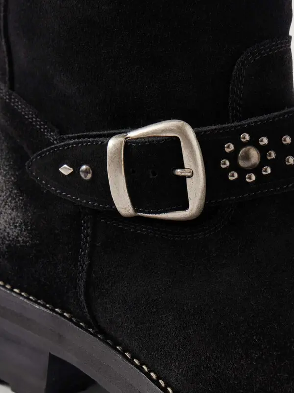 SECOND / LAYER 8" Rider Studded Suede Biker Boots