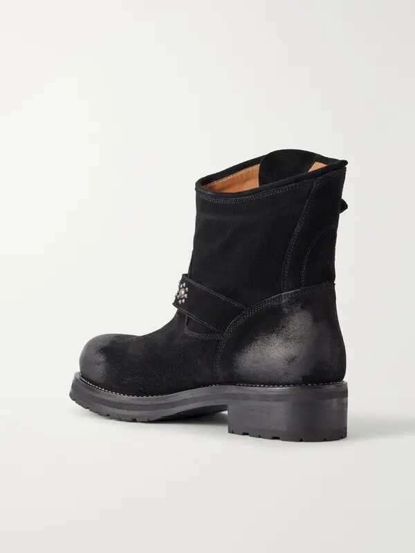 SECOND / LAYER 8" Rider Studded Suede Biker Boots