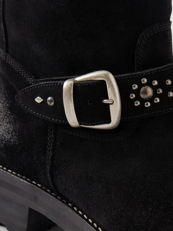 SECOND / LAYER 8" Rider Studded Suede Biker Boots