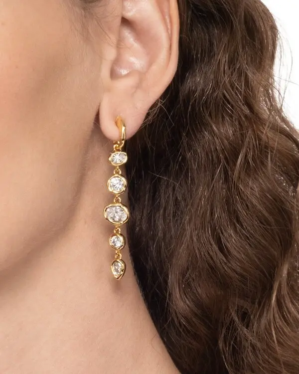 Alexis Bittar Asterales Linear Drop Hoop Earrings - Gold