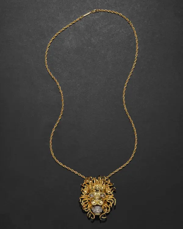 Alexis Bittar Brut Lion Crystal Pendant Necklace