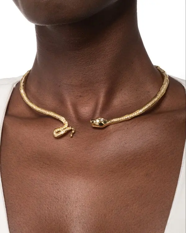 Alexis Bittar Serpent Crystal Skinny Collar Necklace