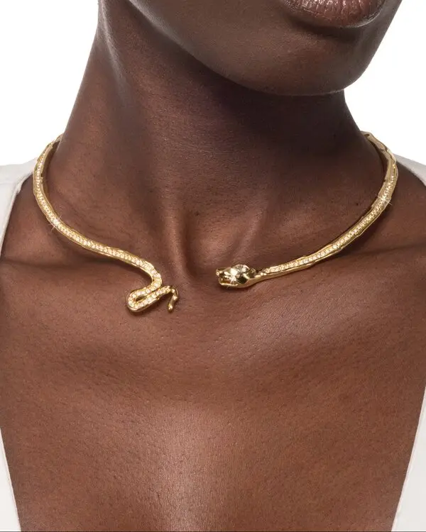 Alexis Bittar Serpent Crystal Skinny Collar Necklace