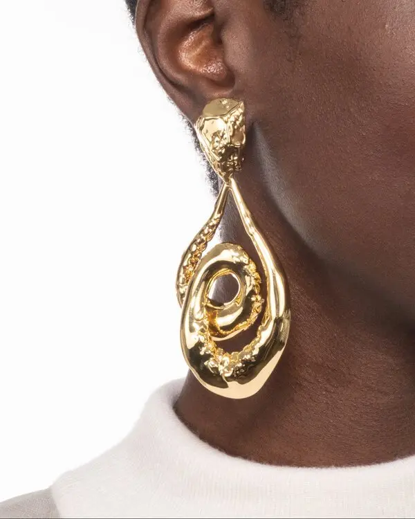 Alexis Bittar Brut Large Twisted Drop Clip Earrings - Gold