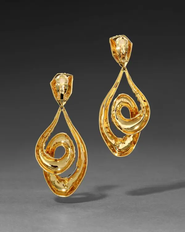 Alexis Bittar Brut Large Twisted Drop Clip Earrings